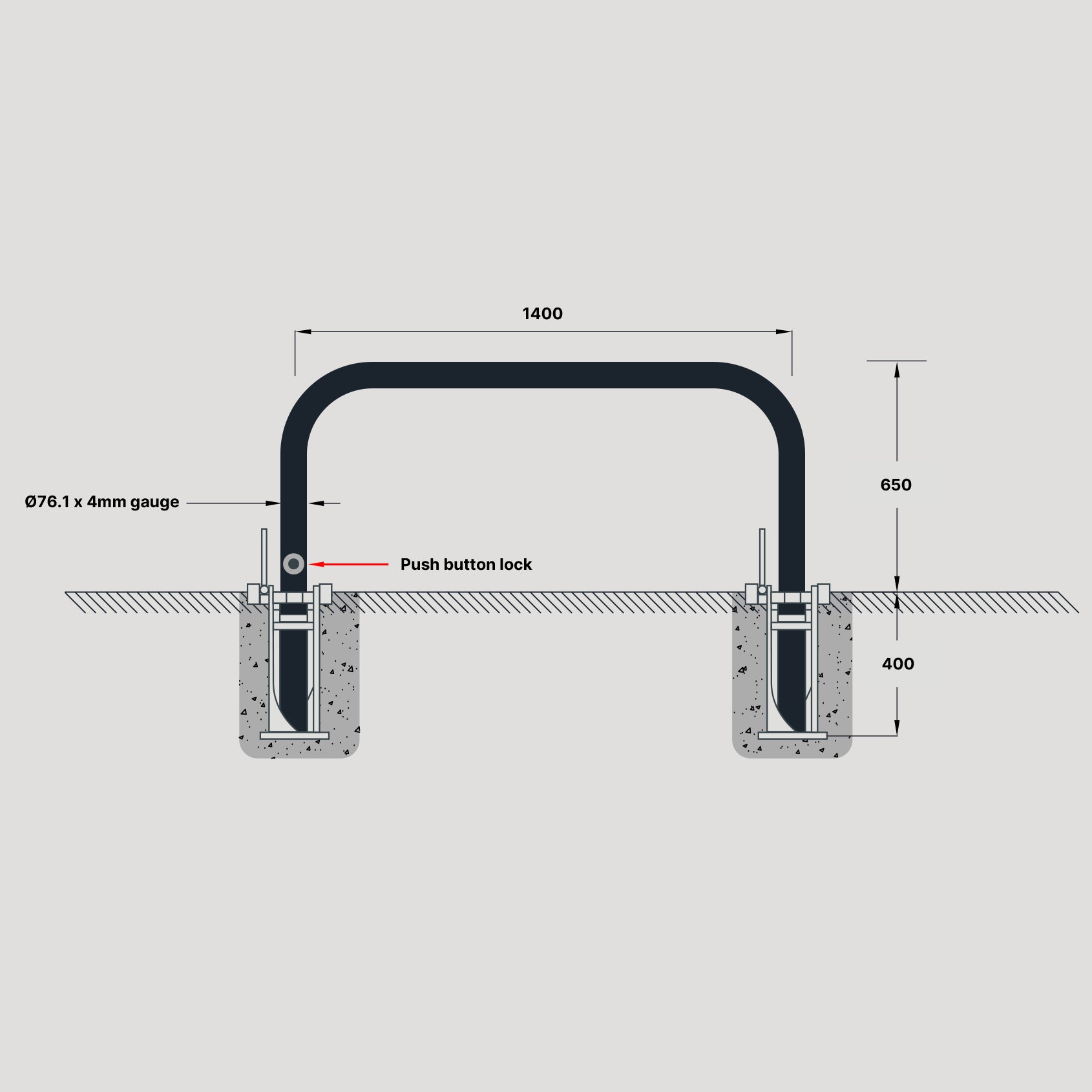 Rhino RDB76 Heavy Duty Removable Steel Hoop Barrier – Powder Coated ...